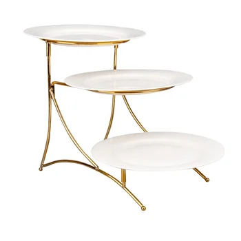 Factory Custom Afternoon Tea 3 Tier Round Serving Platter With Golden ...