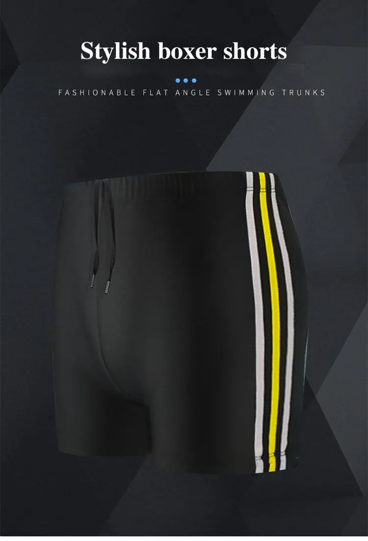 Striped Swim Trunks Professional Swimmers Boxer Shorts Men's Plus Size ...