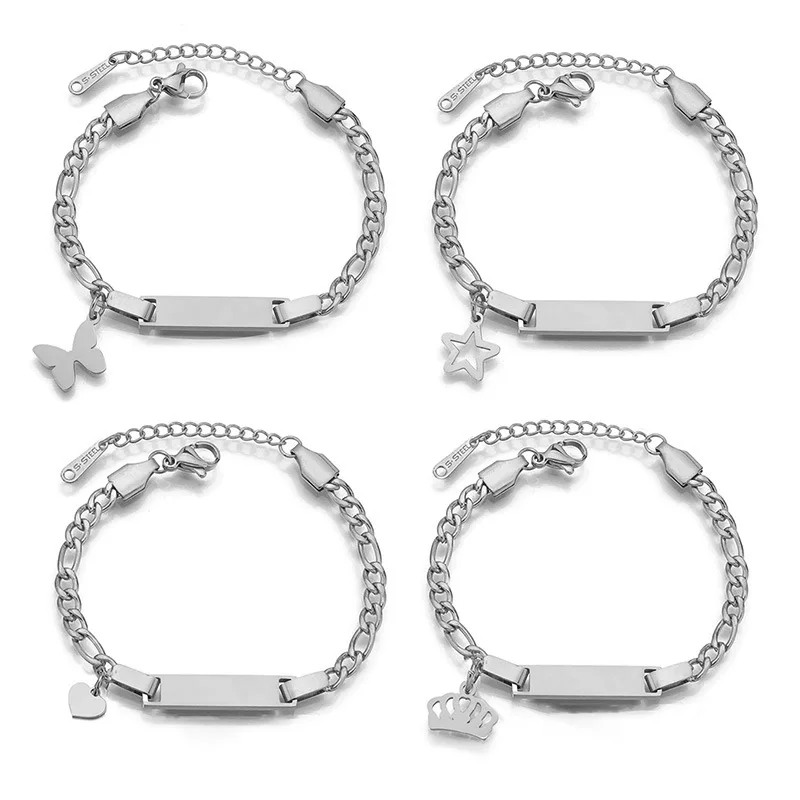 Stainless Steel 18k Gold Plated Baby Children Bracelet Custom Engraved ...