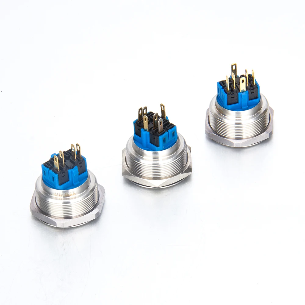 HS HS Latching Push Button Switch 1NO1NC SPDT ON/OFF Silver Stainless ...