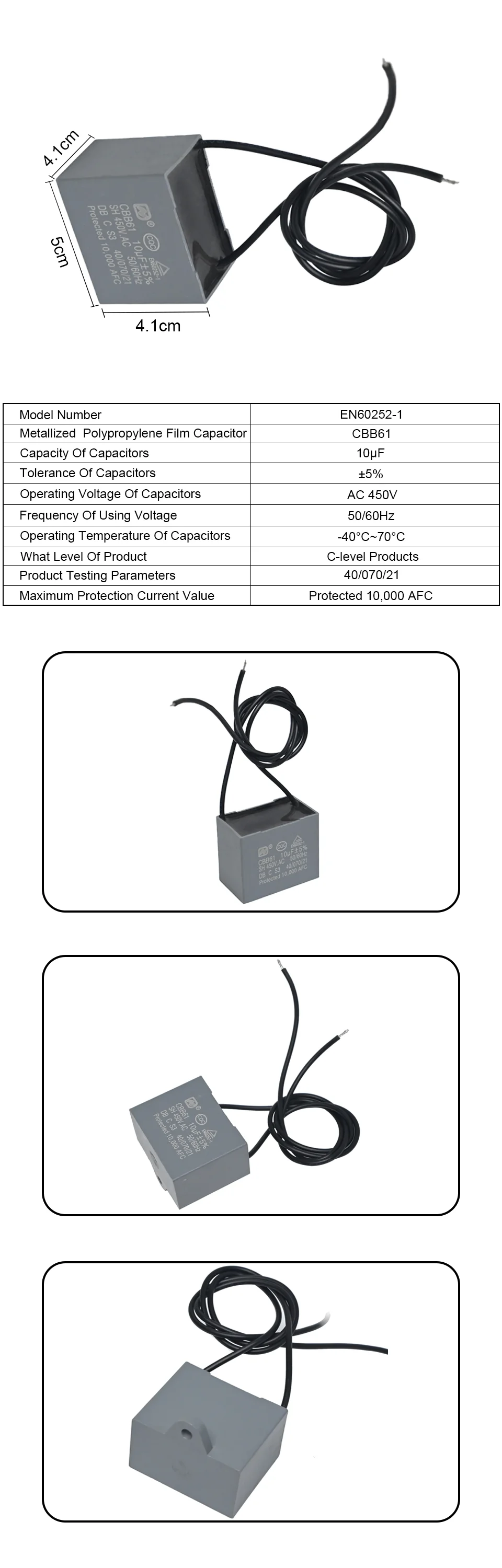 Foresee Ac450v Capacitor Cbb61 10uf For Sliding Door Opener F500 - Buy ...