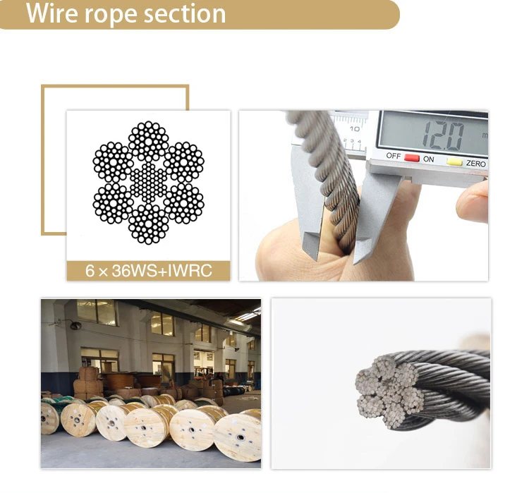6*36ws+iwrc Galvanized Steel Wire Rope 14mm 16mm 18mm Lifting Machine ...