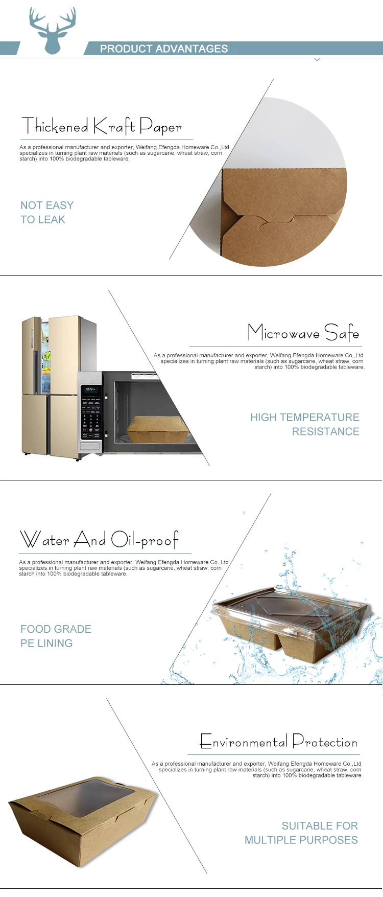 Disposable Biodegradable Collapsible Pie Carton Kraft Paper Cake Box ...