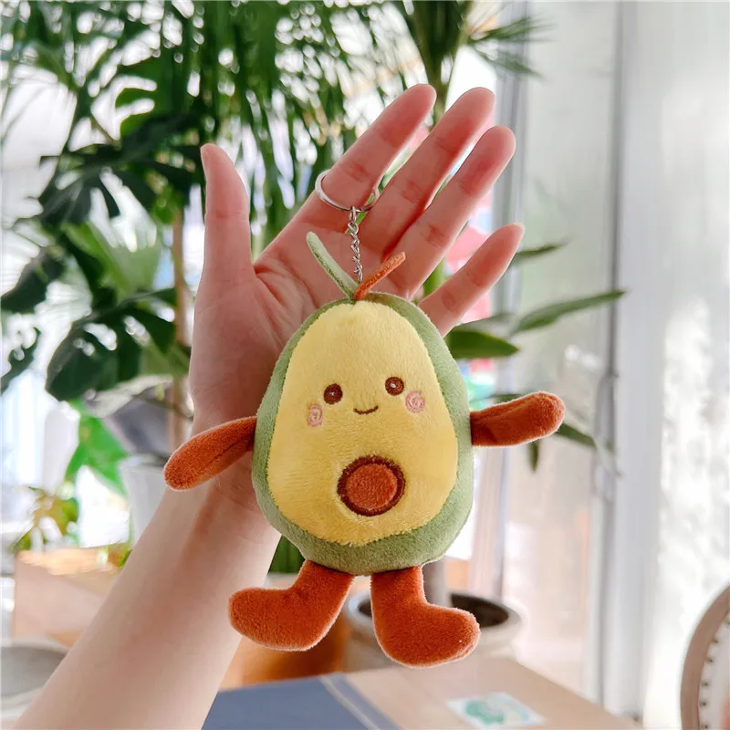 Kawaii Simulation Fruit Avocado Plushies Soft Toy Stuffed Key Chain Key ...
