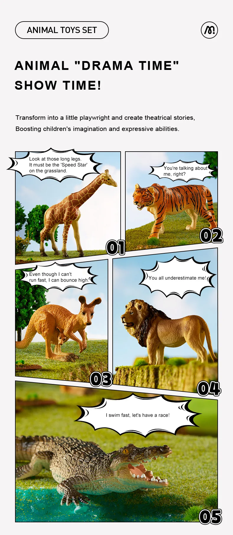 Mideer Md1382 Animal Simulation Model Wild Play Set 15 In 1 Animal Set ...