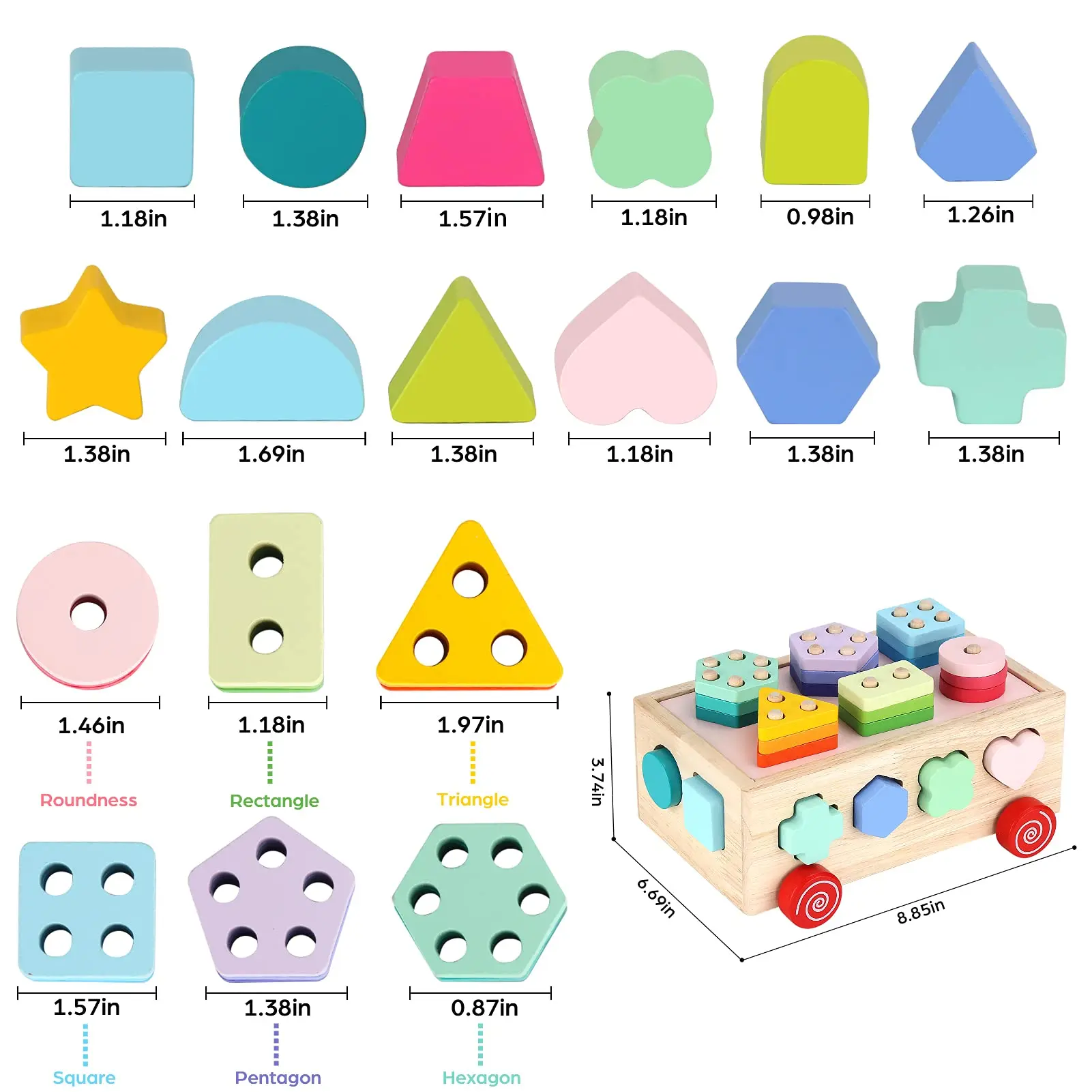Wooden Cognitive Toys Color Recognition Shape Classification Cube Block ...