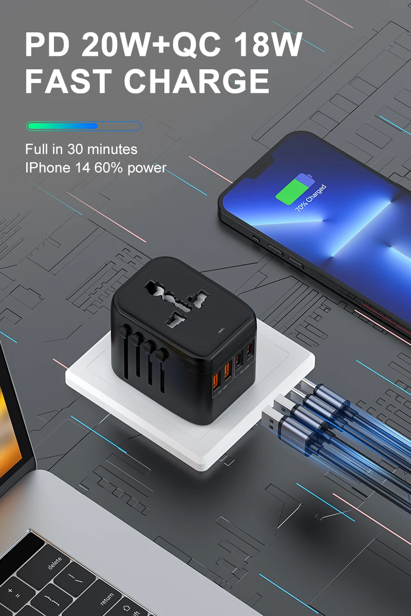 Universal Travel Adapter Pd Adapter Electrical Plug Socket World Travel ...