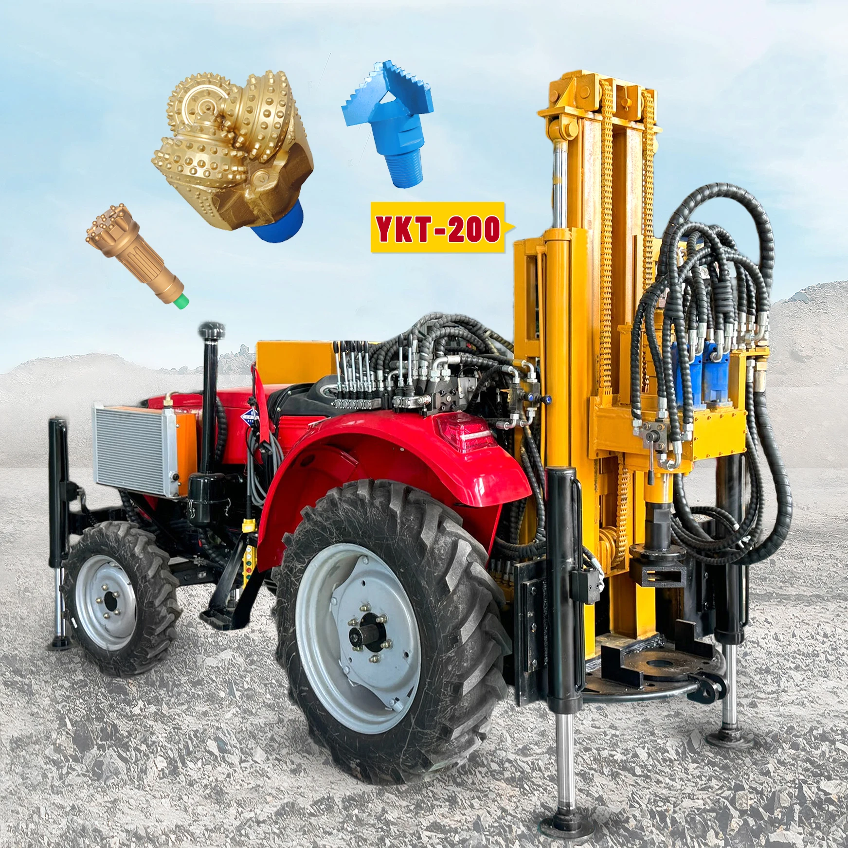 Tractor Mounted Borehole Compressor Diesel Drilling Rig Price Dth ...