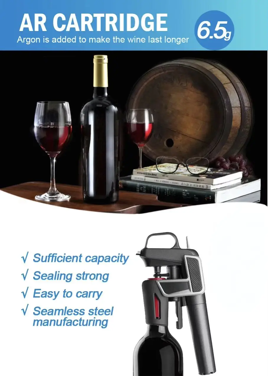 6.5g Argon Gas Cylinder for Red Wine Preservation - Mini Steel Bottle ...