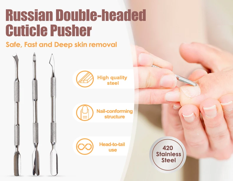 420 Stainless Steel Russian Nail Cuticle Pusher Sets