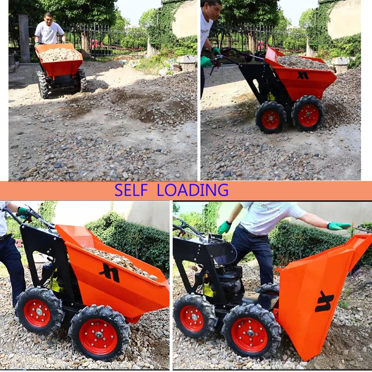 Four Wheels 500kg Wheeled Power Wheel Barrow - High Efficiency