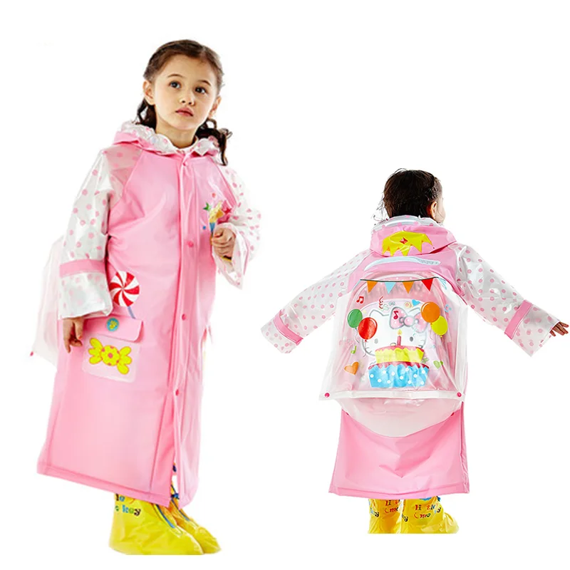 Kids Pvc Colorful Cute Printing School Children Rainproof Plastic ...