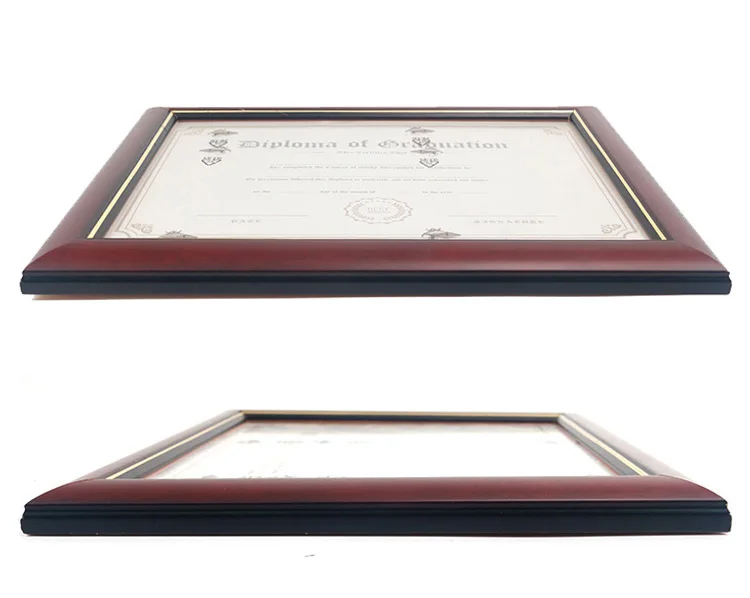 Cherry Wooden University Graduation Certificate Frame Gold Rim Diploma ...
