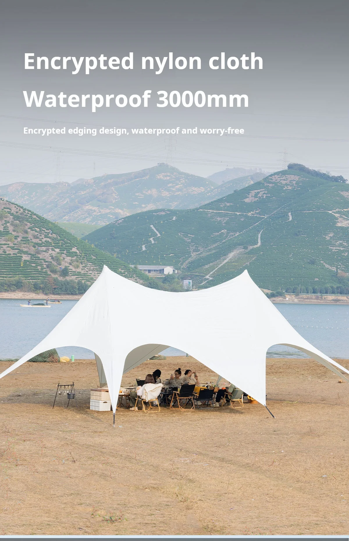 Large Three Peaks Tent Outdoor Sunshade Sunscreen Rainproof Portable ...