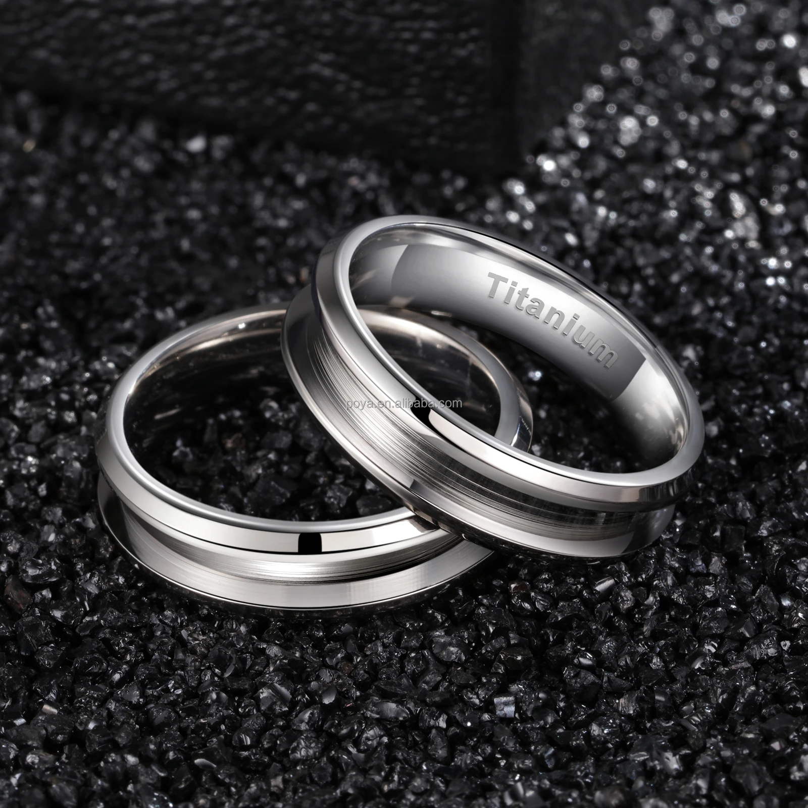 POYA High Polished Titanium Blank Ring for Inlay 8mm 6mm 4mm
