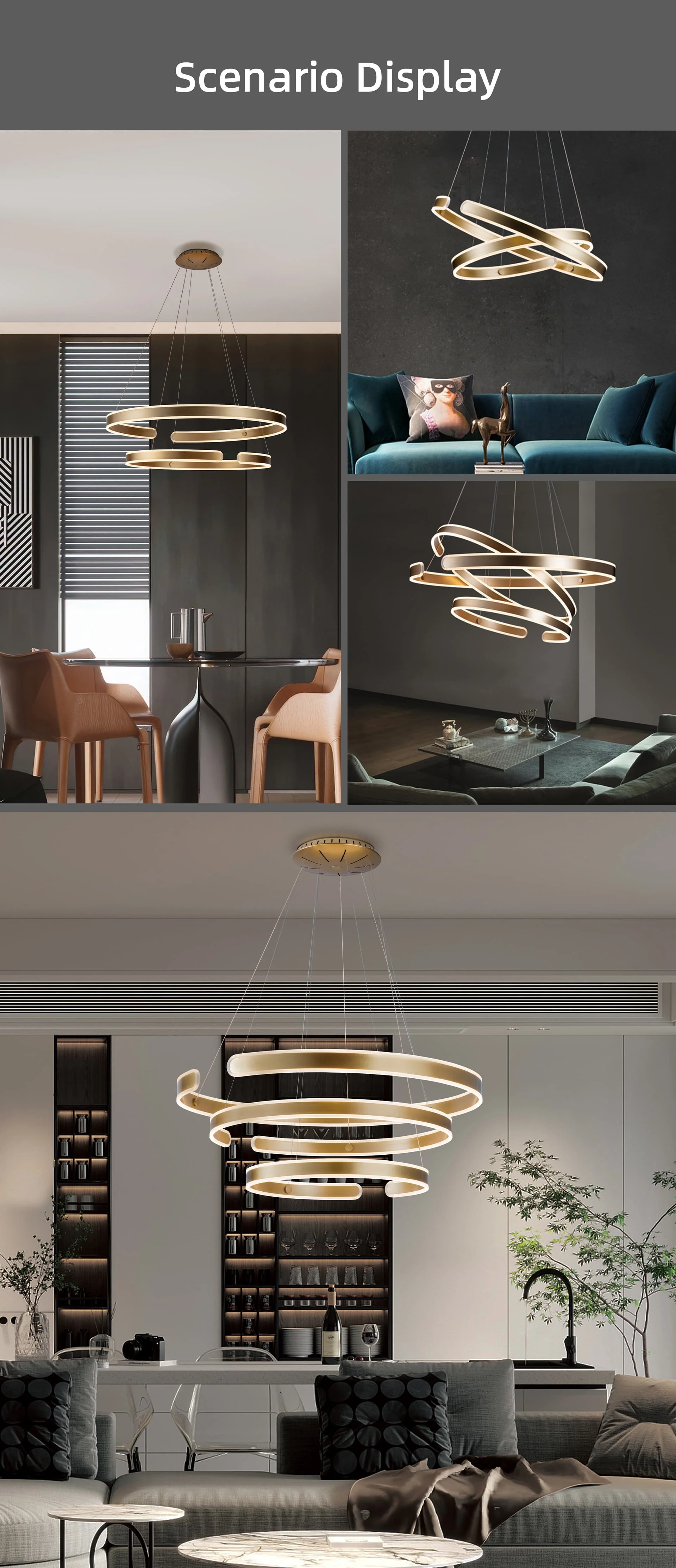 Modern Ring Led Pendant Light Indoor Lighting For Home Hanging Lamp ...