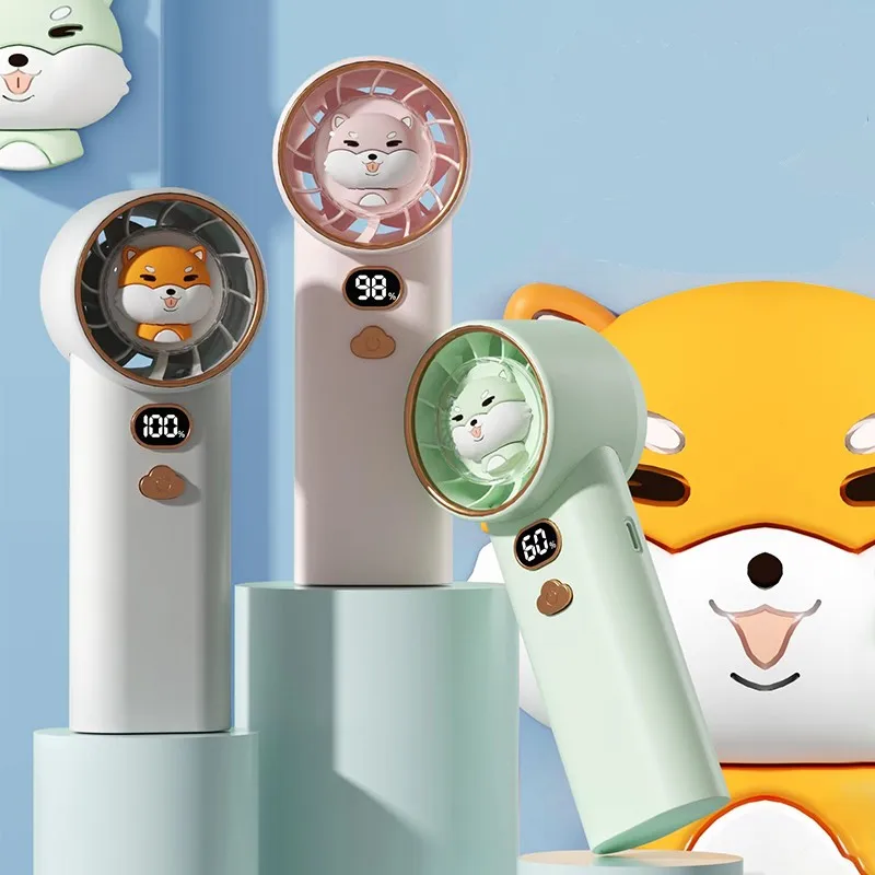 Fans cooling mini with Power display portable handheld Cute animal ...
