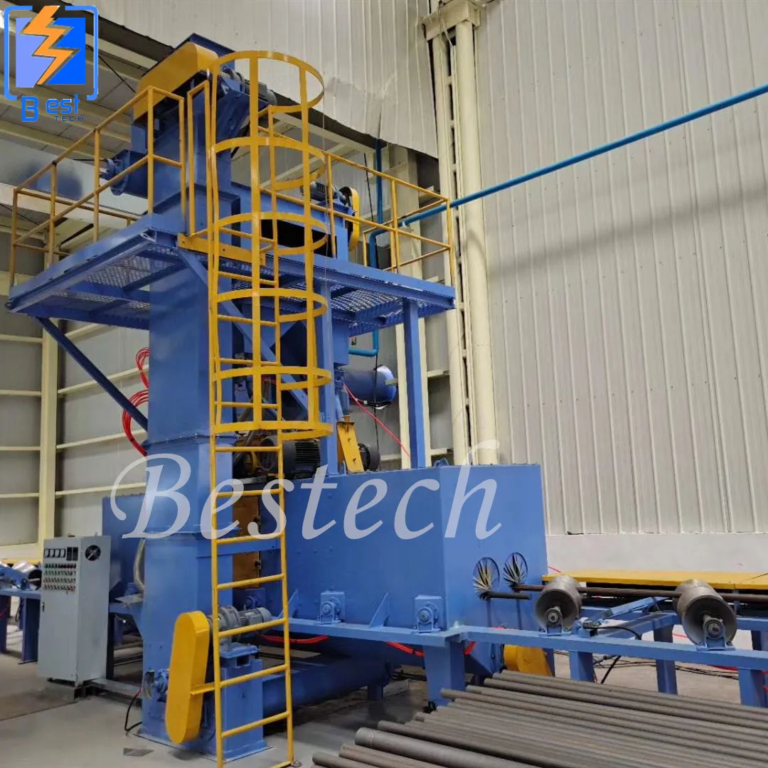 Roller Conveyor Pass Type Steel Structure H Beam Shot Blasting Cleaning ...