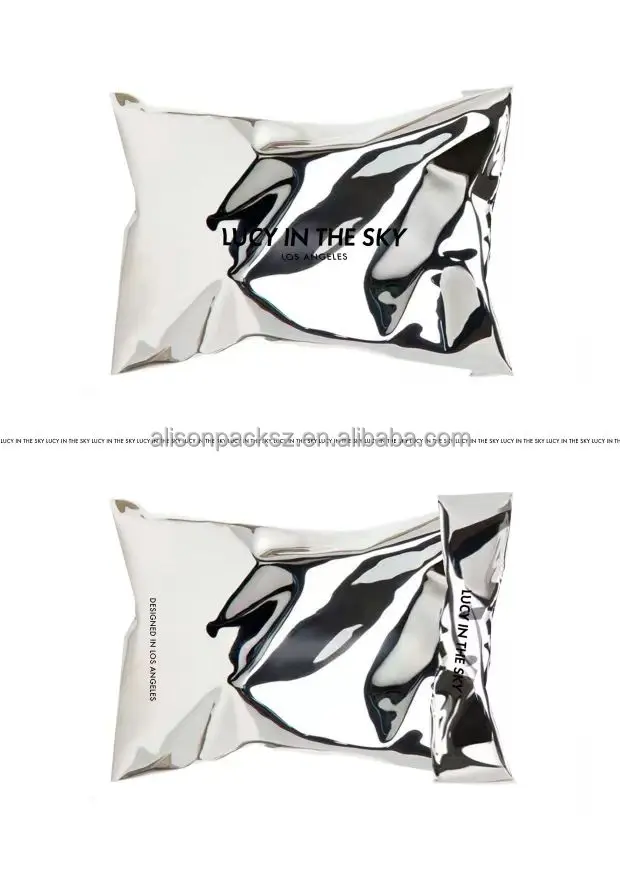Custom Printed Glossy Chrome Metallic Silver Foil Mailer Postal Sachets ...