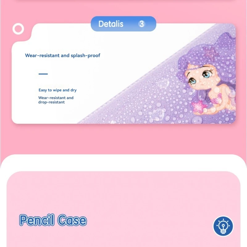 Deli BC280 Pink Cartoon Pencil Case - Large Capacity & Cute