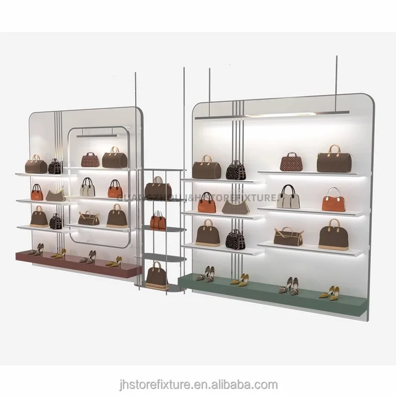 Fashion Handbag Display Cabinet Design With Light Wall Mounted Bag ...