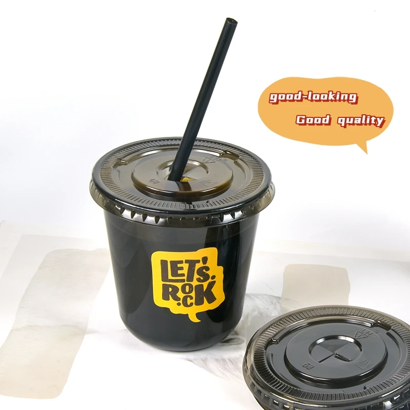 Black Pet Cup U Shape Pet Juice Boba Milk Bubble Tea Cup U Shape ...