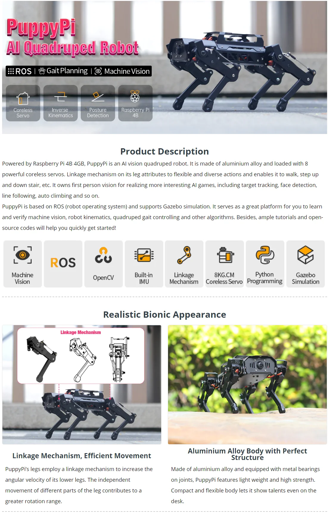 Hiwonder Puppypi Pro Ros Raspberry Pi Small Robot Dog Ai Lida Intelligent Bionic Robot For Stem ...