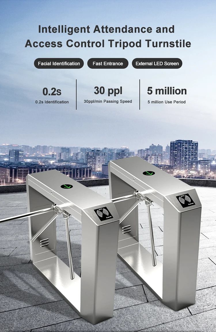Rfid Card Reader Stainless Steel Tripod Turnstile Intelligent Admission ...
