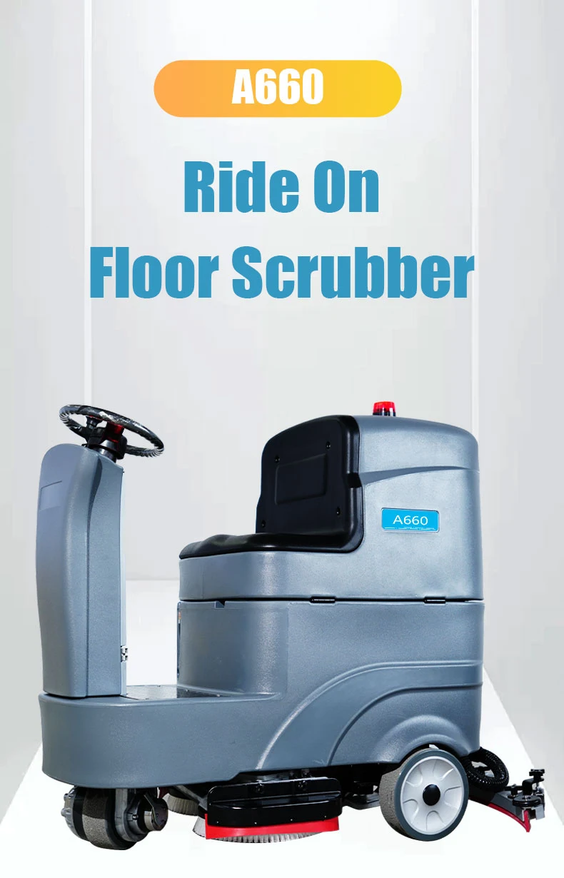 A660 Battery Powered Warehouse Ride On Marble Floor Cleaning Sweeper ...