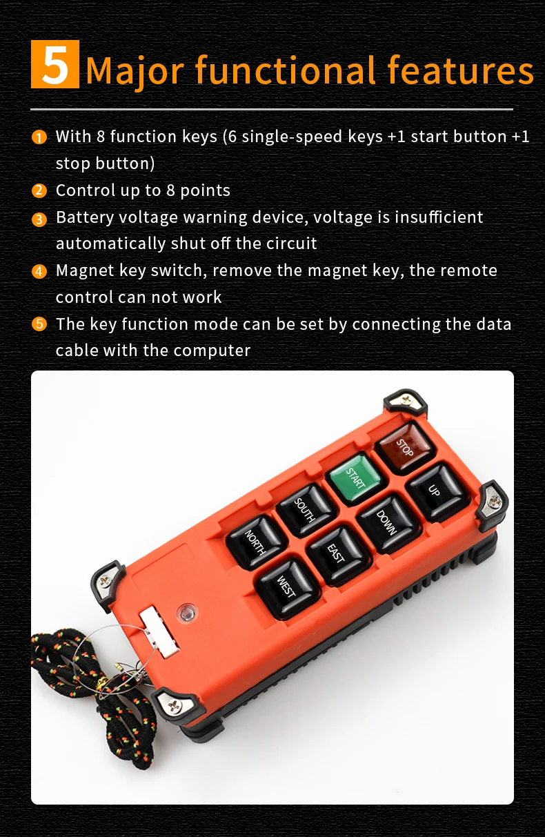 F21-e2b 6 Buttons Container Truck Crane Wireless Remote Control Push Button Switch Lift Hoist ...