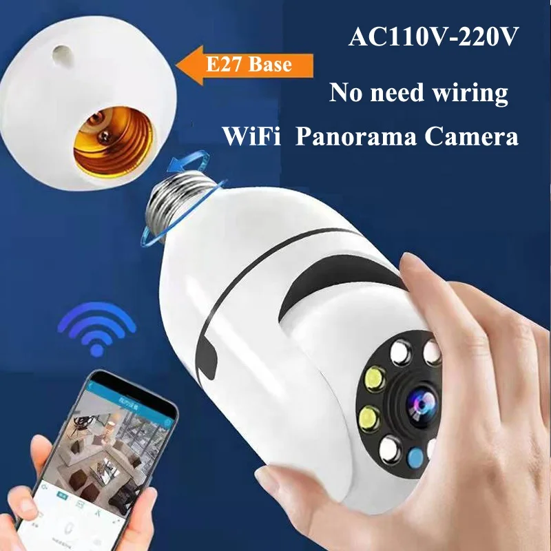 Two-Way Audio Smart WiFi Panorama Camera, Full HD 1080P, E27 CCTV ...