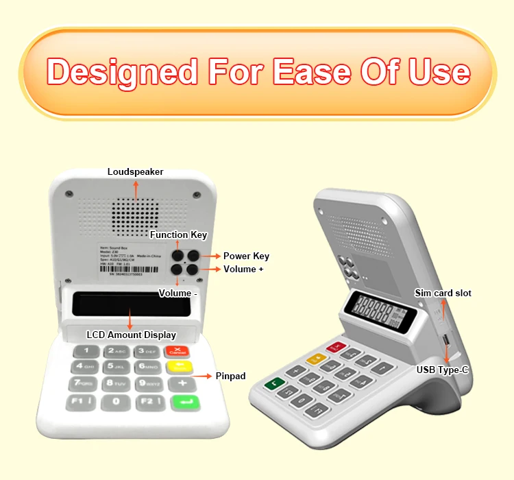 4G NFC QR Code Terminal - Payment Generator for Wechat & Alipay