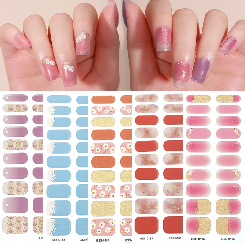 Nail Art Wraps Finger Full Cover UV Lamp Semi Cure Gel Stickers