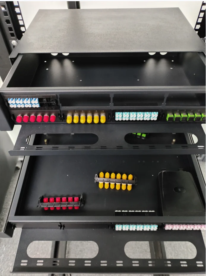 19'' Rack Mount 1u 2u Odf Sc Lc Adapter Ftth Mpo Pigtails 24cores Mpo ...