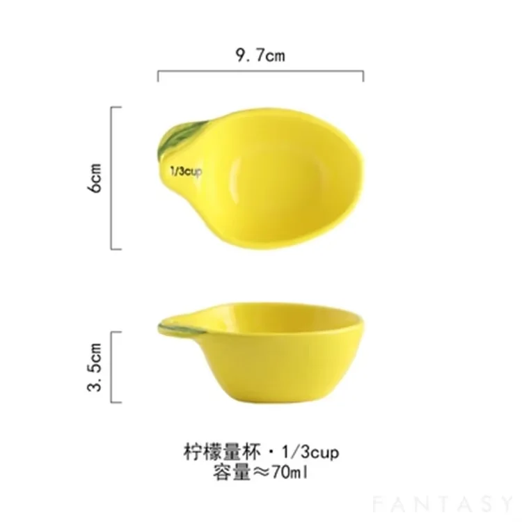 Yellow Color Lemon Shape Measure Cups and Spoons Ceramic