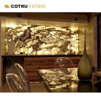 Factory Price Large Natural Polished Translucent Backlit Cristallo ...