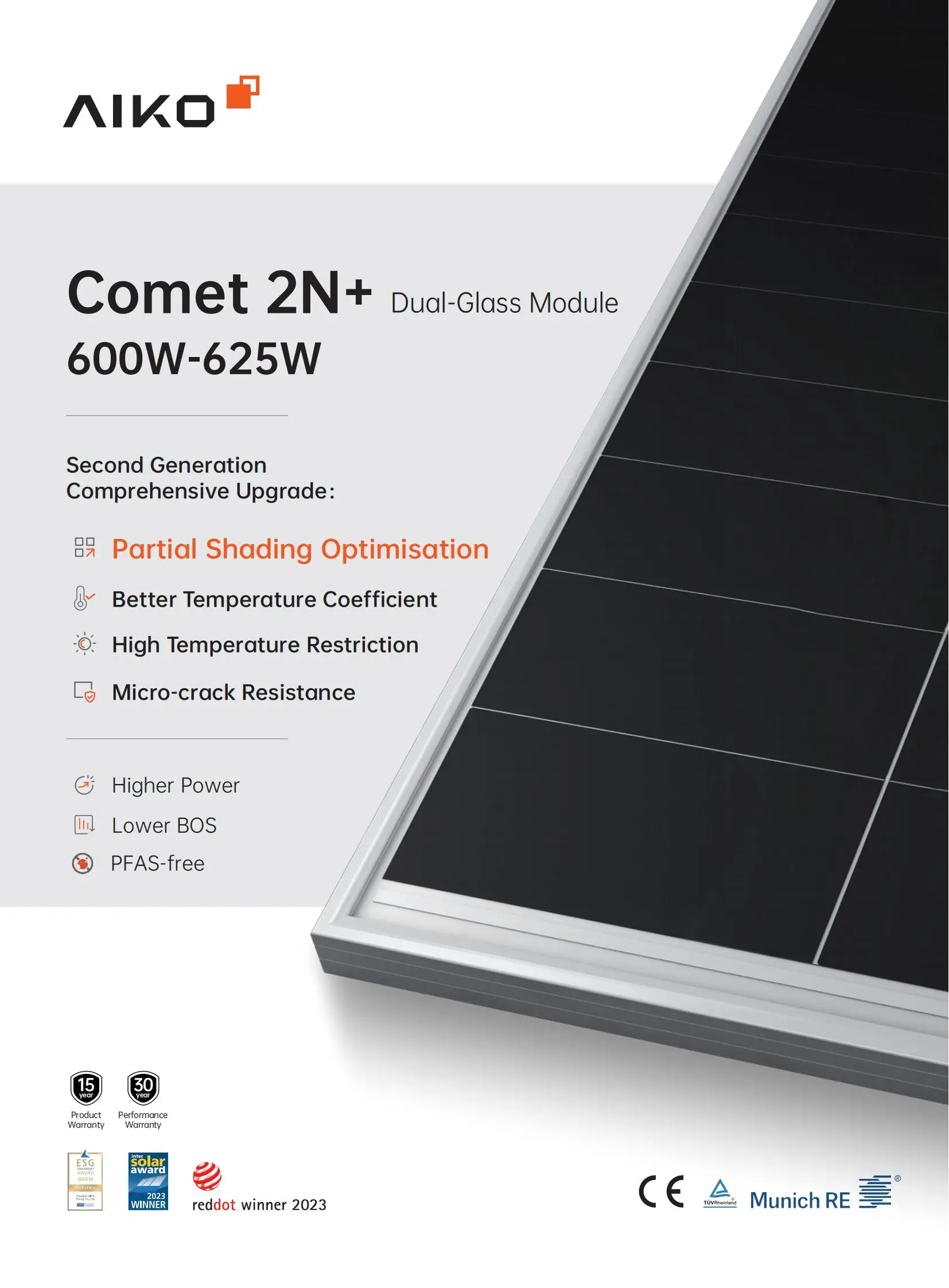 AIKO Solar Panels - High Efficiency Dual-Glass 600W-625W
