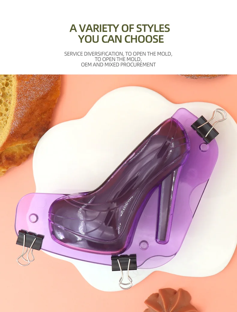3D Chocolate Inverted Mold Purple Translucent High Heel Chocolate Mold ...