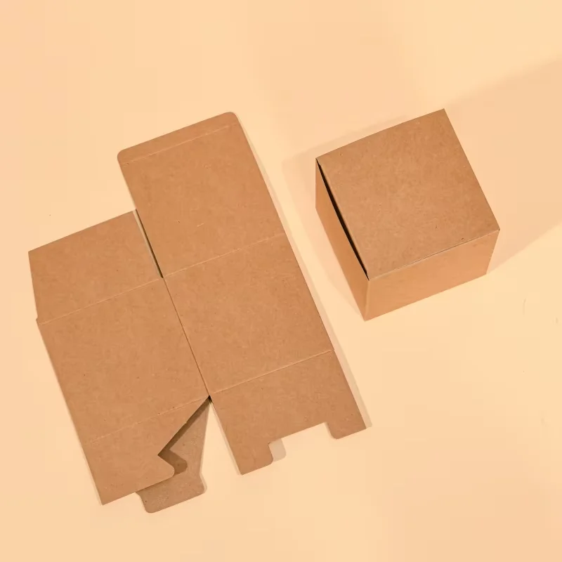 Small Batch Simple Kraft Paper Square Folding Box for Small Packaging ...