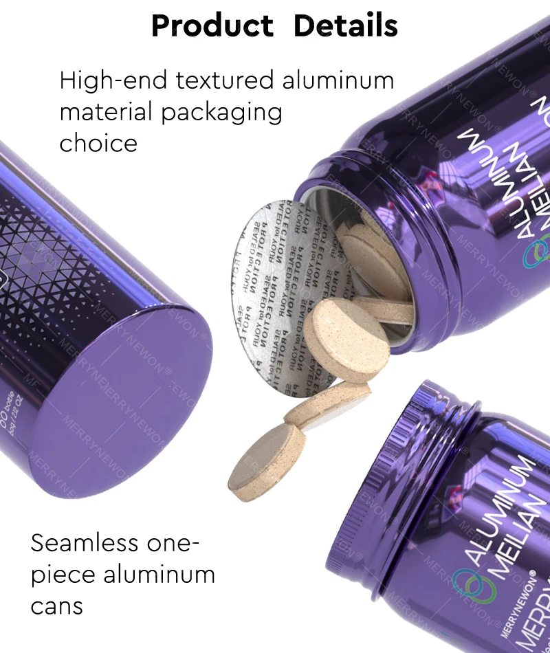 Customized Logo Metal Packaging Bottle for Supplements
