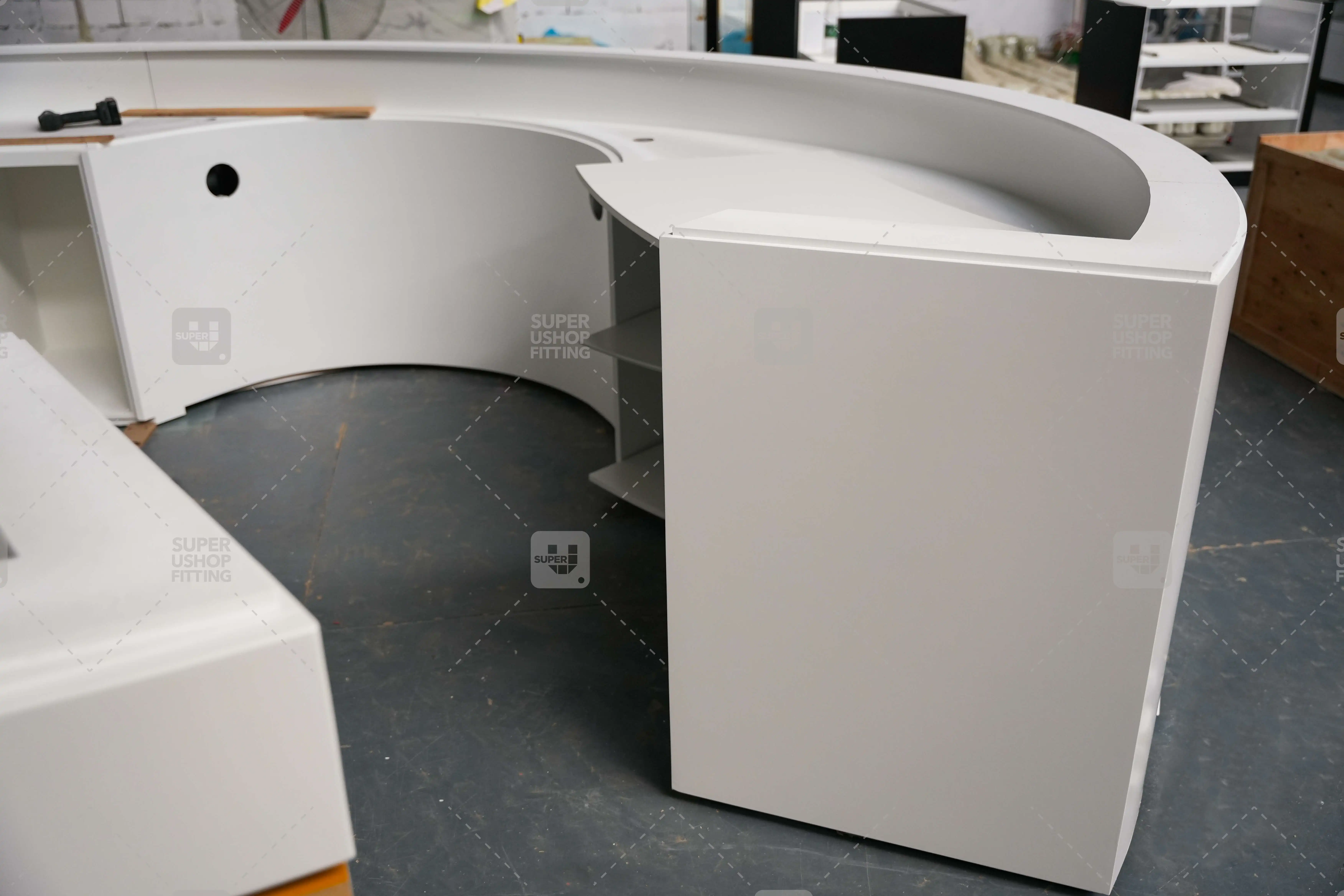 Customized Modern White Circular Reception Desks