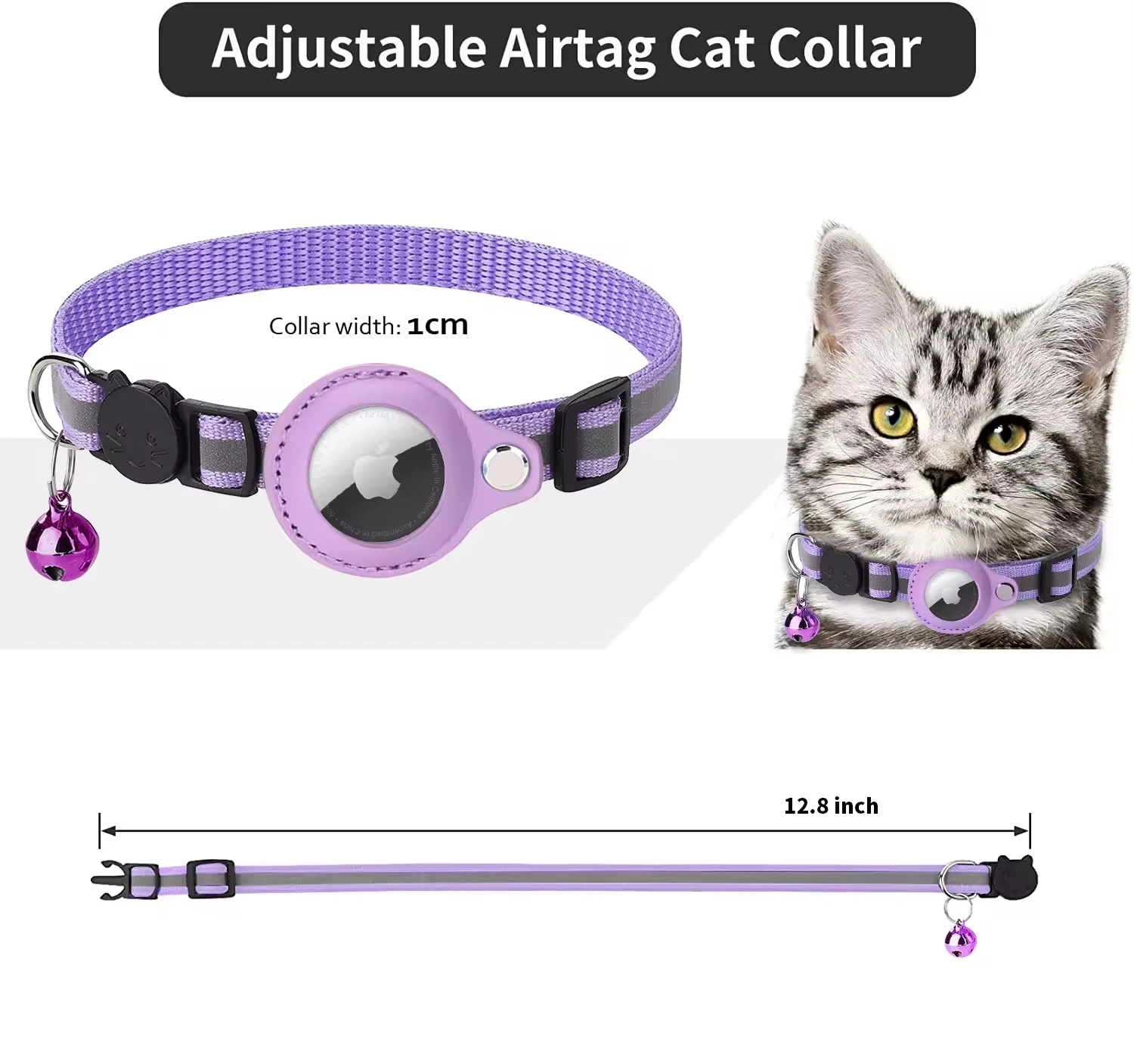 Cat Collar Fully Adjustable - Anti-Loss Reflective Airtag