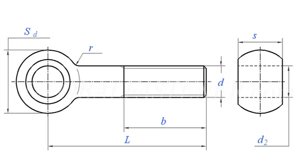 Din444 Long Eye Bolt M12: Swing Bolts Standard Parts Stainless Steel ...