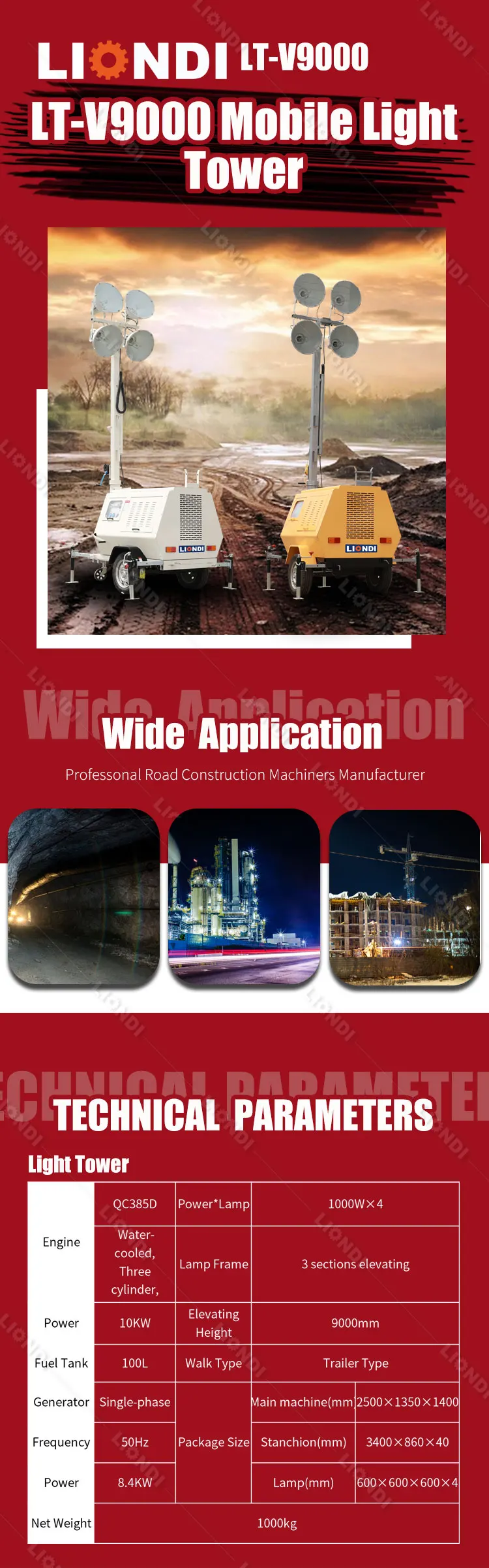 Diesel Engine Mobile Light Tower With 10kw Generator Of China - Buy 9m Building Light Tower With ...