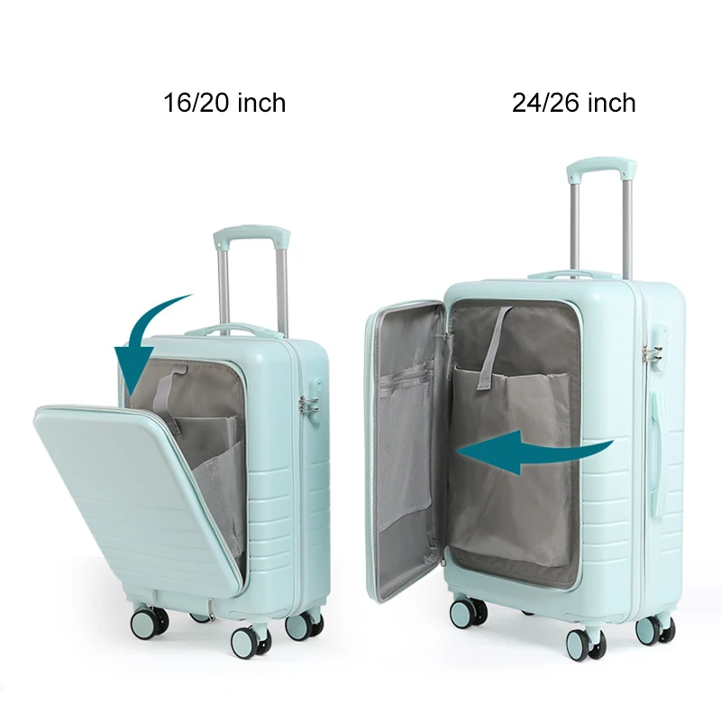 Worthfind Front Opening Travel Trolley Hard Shell Carry On Abs Pc ...