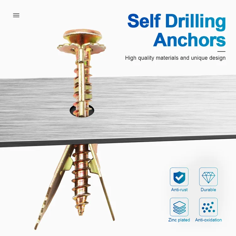 Hammer Driver Zinc Self-Drilling Drywall Anchors Plasterboard Anchor ...