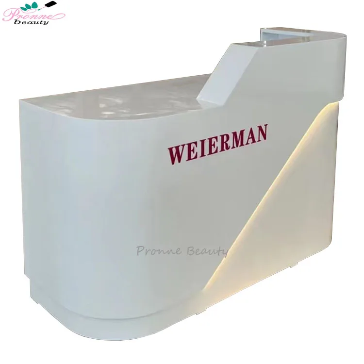 New Design Modern Custom L Corner Curved Cashier Desk Beauty Salon ...