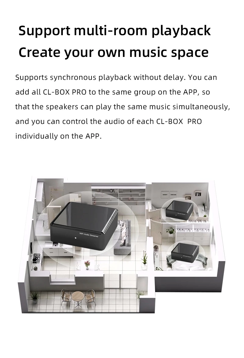 CL-BOX PRO HiFi Airplay2 Stereo Home Audio Amplifier Streamer with WIFI ...