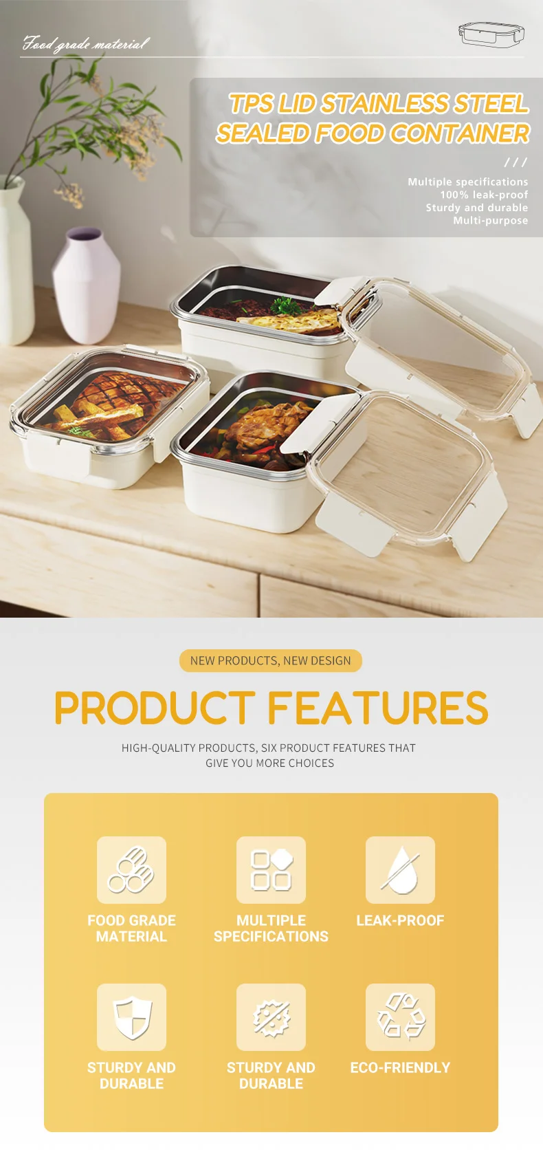 YALIDA Metal Meal Prep Containers - Microwave Safe
