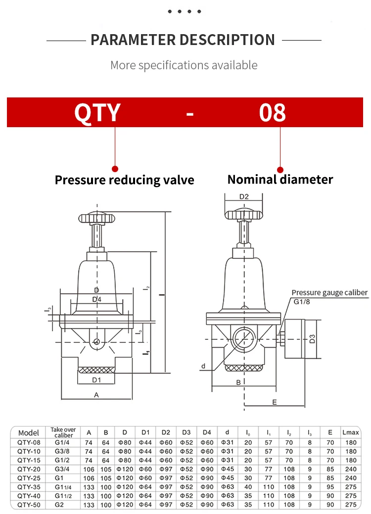 QTY-8/10/15/0/25 DN32 40 50 Big Flow Pneumatic Regulator Valves